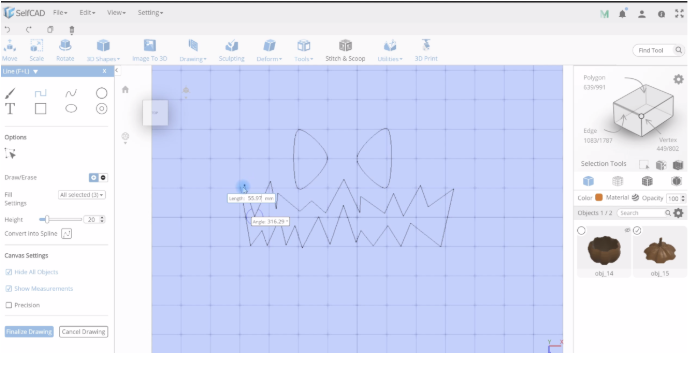Create with SelfCAD: 3D Printable Halloween Pumpkin