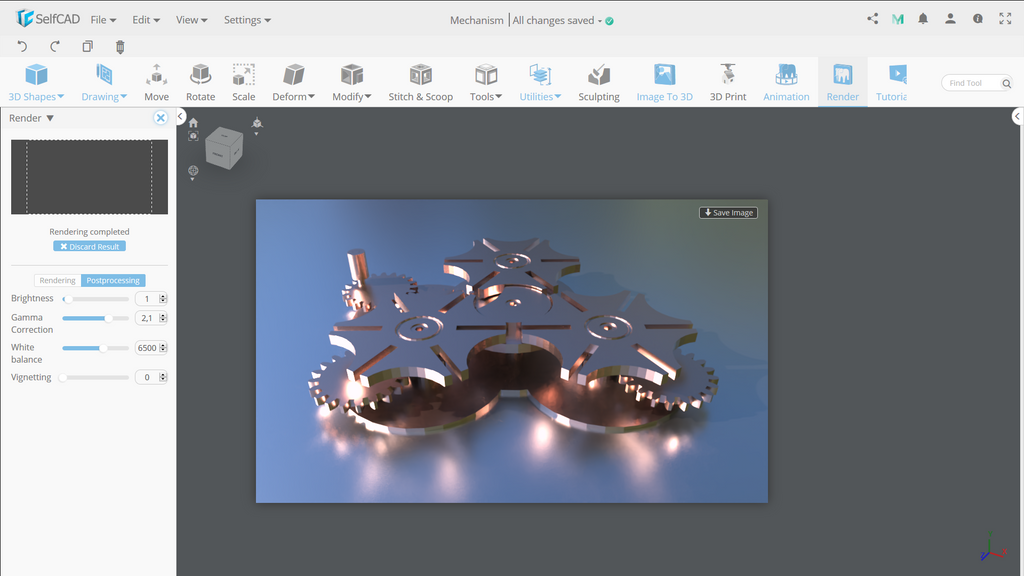 SelfCAD adds 3d rendering capabilities
