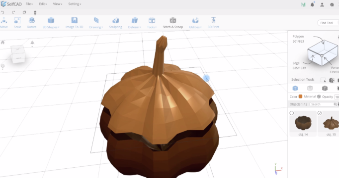 Create with SelfCAD: 3D Printable Halloween Pumpkin